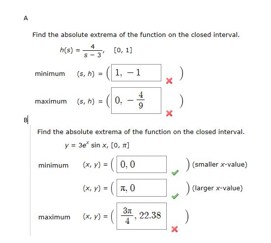 Solved Find the absolute extrema of the function on the | Chegg.com