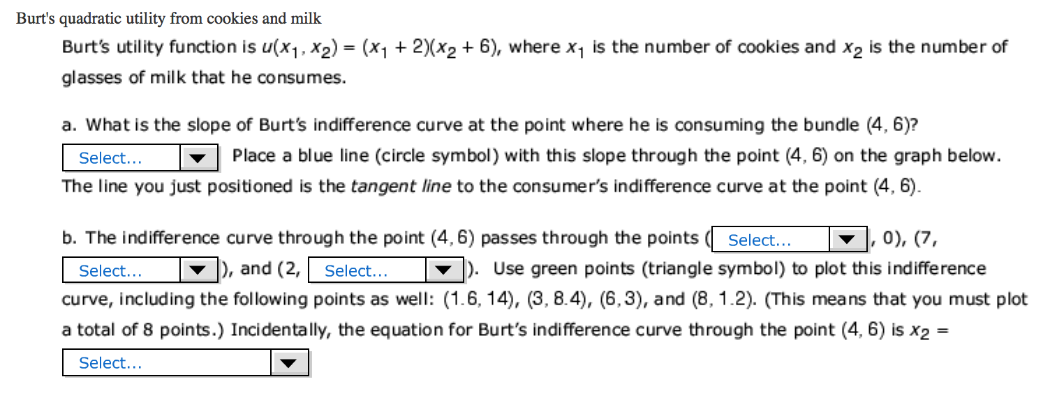 Solved Burt's quadratic utility from cookies and milk Burt's | Chegg.com