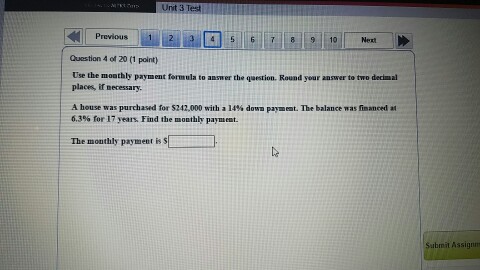 Solved Unit 3 Test Previous 1 2 3 4 Question 4 of 20 (1 | Chegg.com