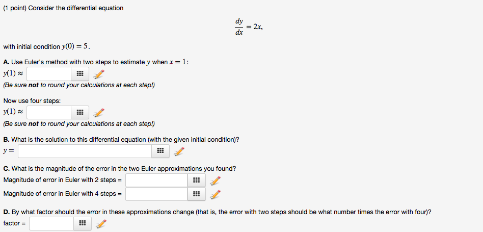 Solved Consider the differential equation dy/dx = 2x, with | Chegg.com