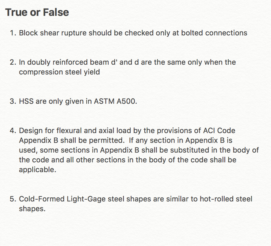 Solved True or False 1. Block shear rupture should be | Chegg.com