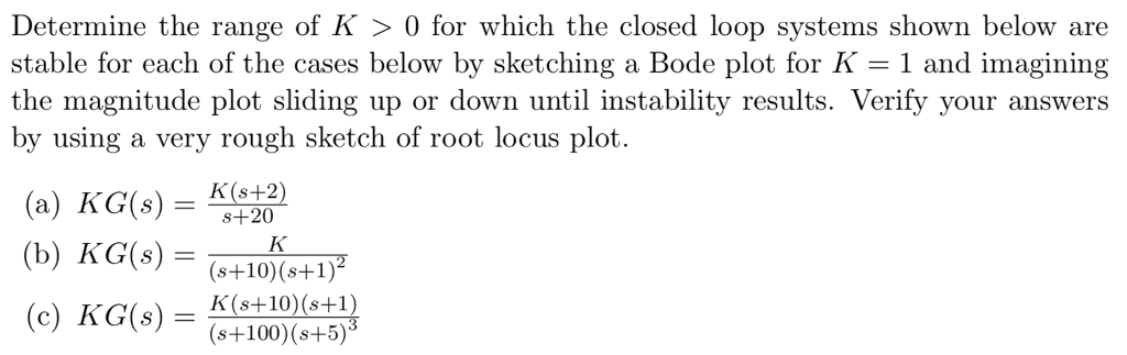 Solved Determine the range of K ? 0 for which the closed | Chegg.com