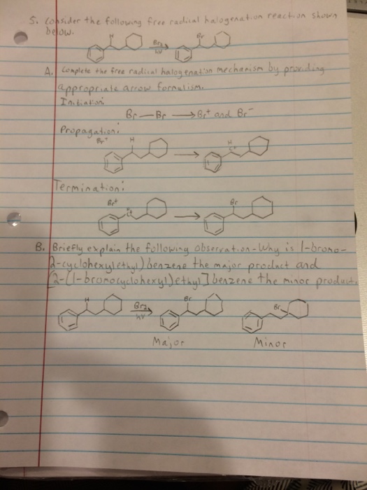 Solved Consider the following free radical halogenation | Chegg.com