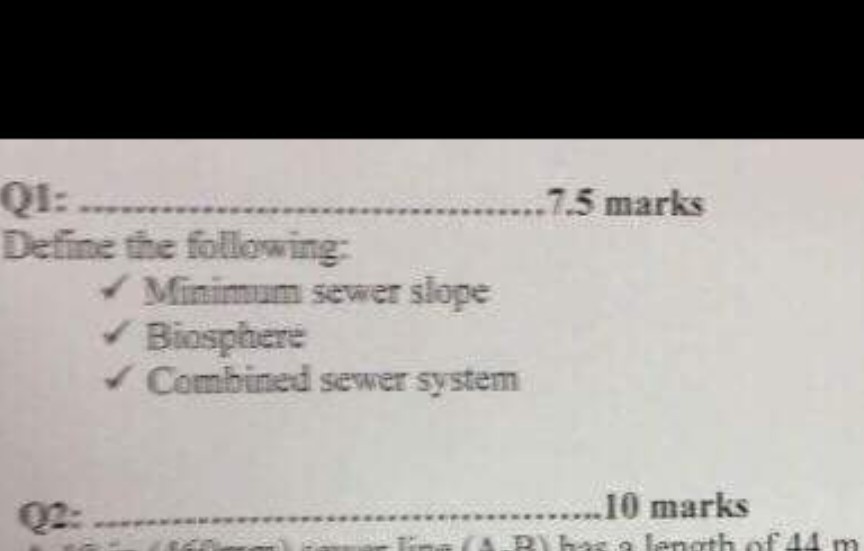 Solved Q1: 7.5 marks Biosphere Combined sewer system 02- | Chegg.com