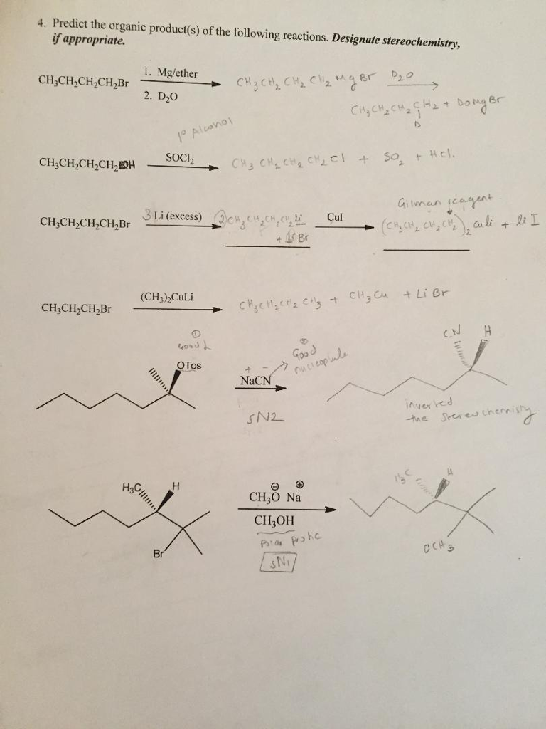Solved 4. Predict the organic product(s) of the following | Chegg.com