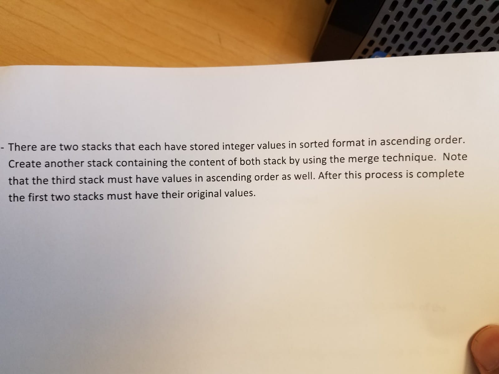 Solved There Are Two Stacks That Each Have Stored Integer 