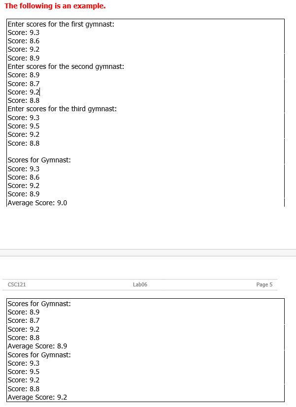 Solved Using PYTHON do the following: Three gymnasts | Chegg.com