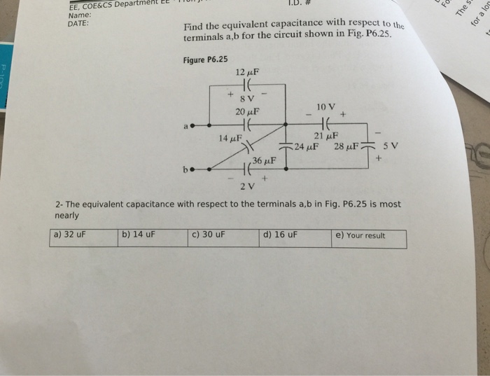 Solved Find the equivalent capacitance with respect to the | Chegg.com