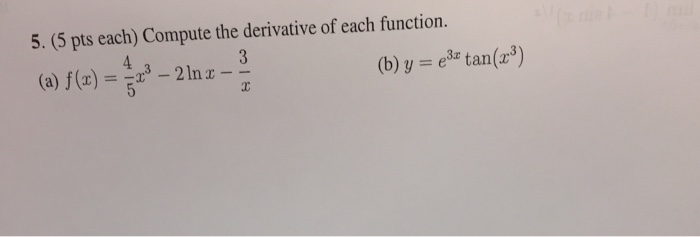 Solved Compute the derivative of each function. f(x) = 4/5 | Chegg.com