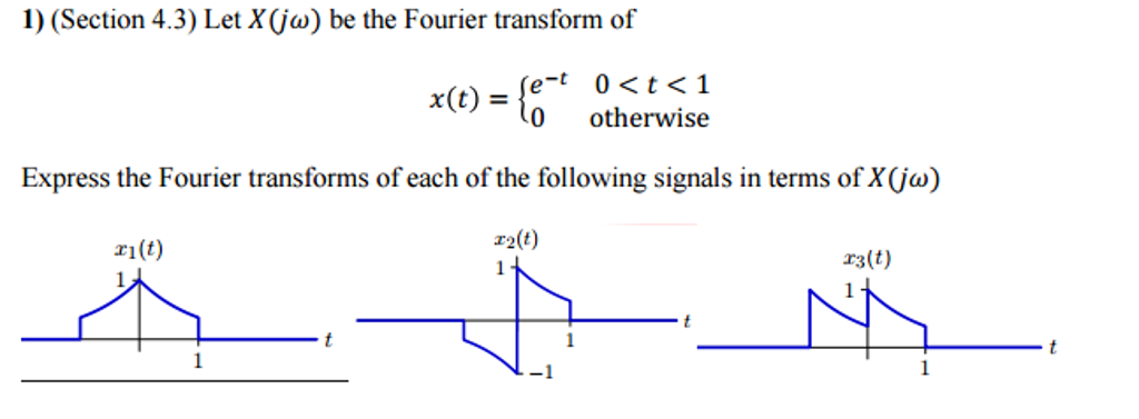 Solved Let X(j omega) be the Fourier transform of x(t) = | Chegg.com