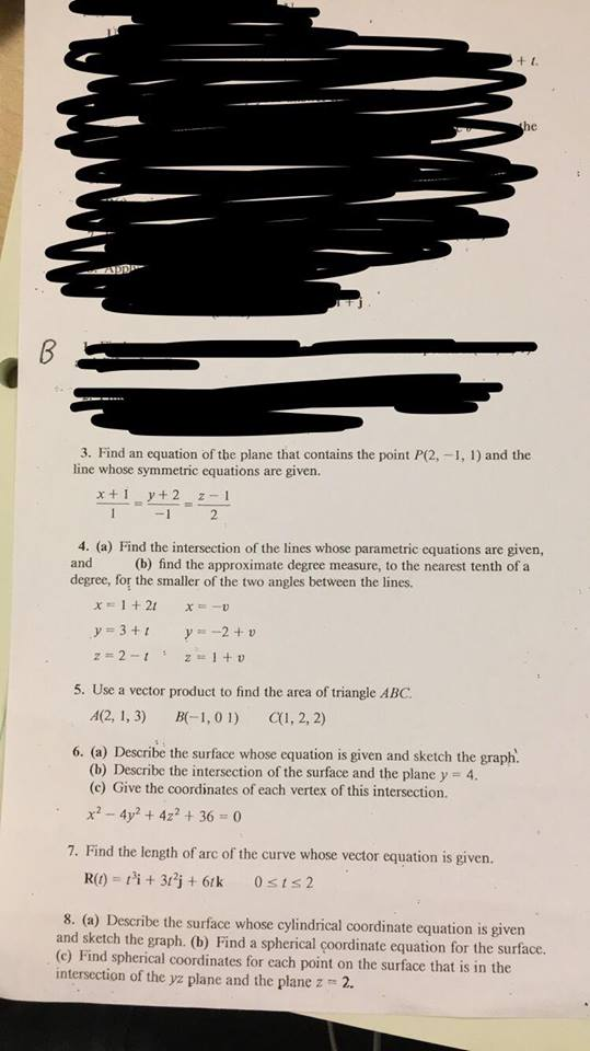 Solved He 3 Find An Equation Of The Plane That Contains The