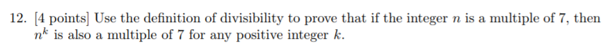 Solved 12. [4 points] Use the definition of divisibility to | Chegg.com