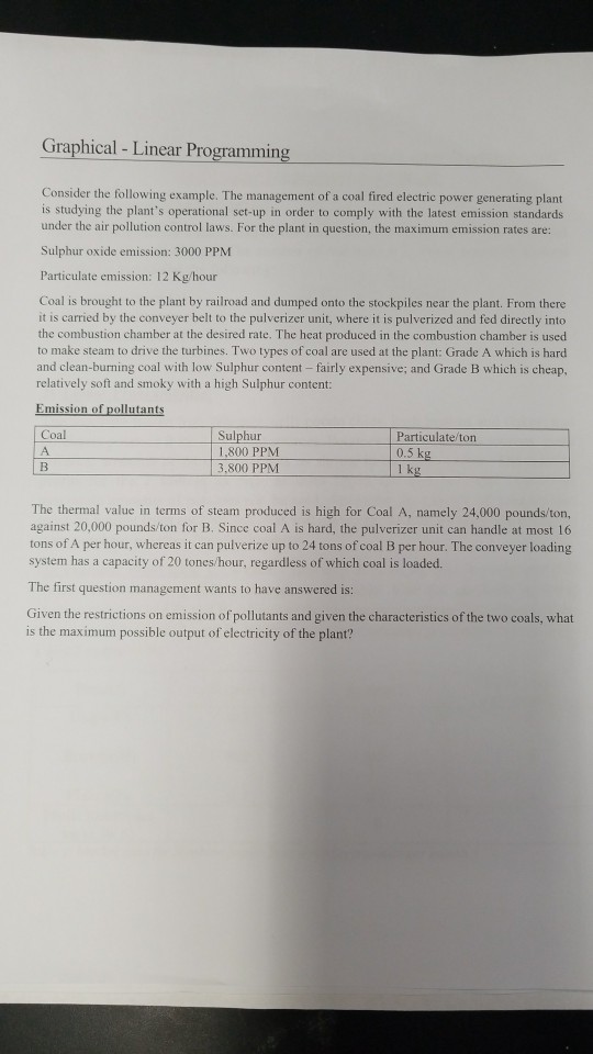 Solved Graphical Linear Programming Consider the following | Chegg.com