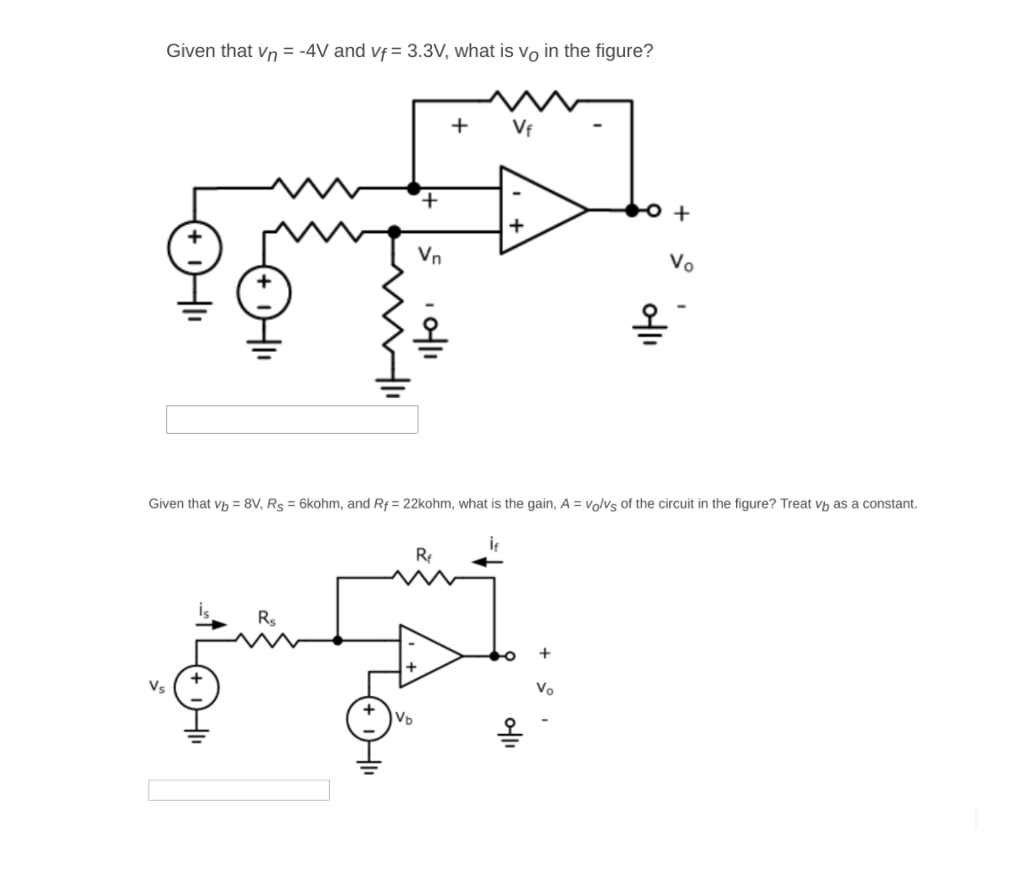 Solved Given that vn--4v and Vf = 3.3V, what is vo in the | Chegg.com
