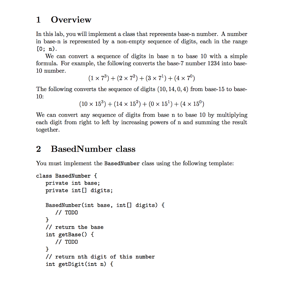 Solved 1 Overview In this lab, you will implement a class | Chegg.com