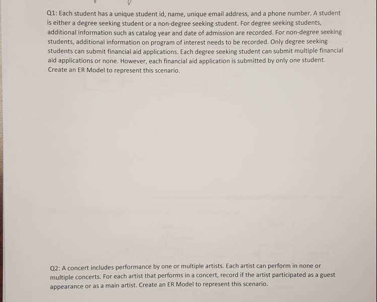 Solved Q1: Each student has a unique student id, name, | Chegg.com