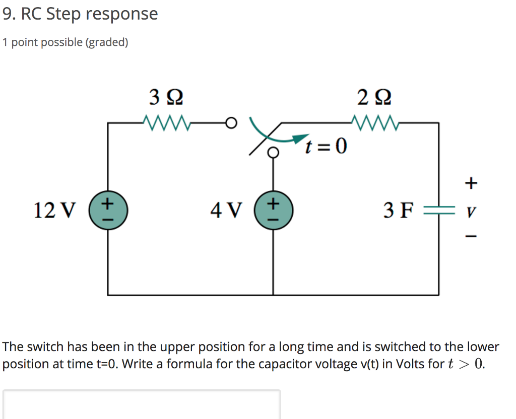 Solved 7.RC circuit with switch 1 point possible (graded) | Chegg.com