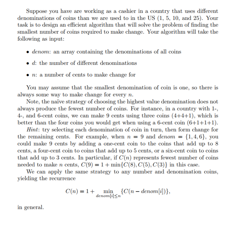 Solved Suppose you have are working as a cashier in a | Chegg.com
