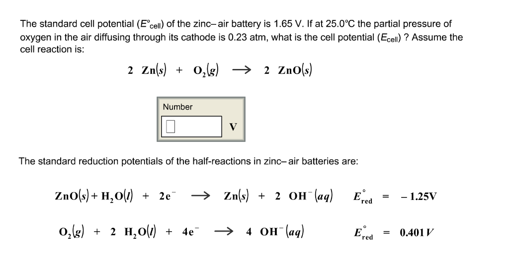 Solved The standard cell potential (E_cell degree) of the | Chegg.com