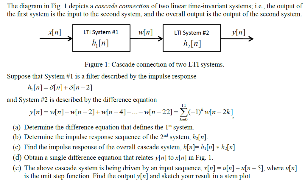 Solved The diagram in Fig. 1 depicts a cascade connection of | Chegg.com