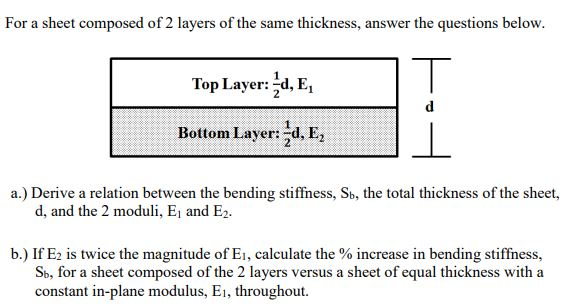 Solved For a sheet composed of 2 layers of the same | Chegg.com