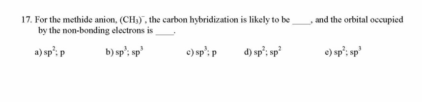 Solved For the methide anion, (CH3)- , the carbon | Chegg.com