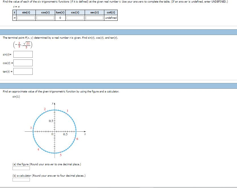 Solved Find the value of each of the six trigonometric | Chegg.com