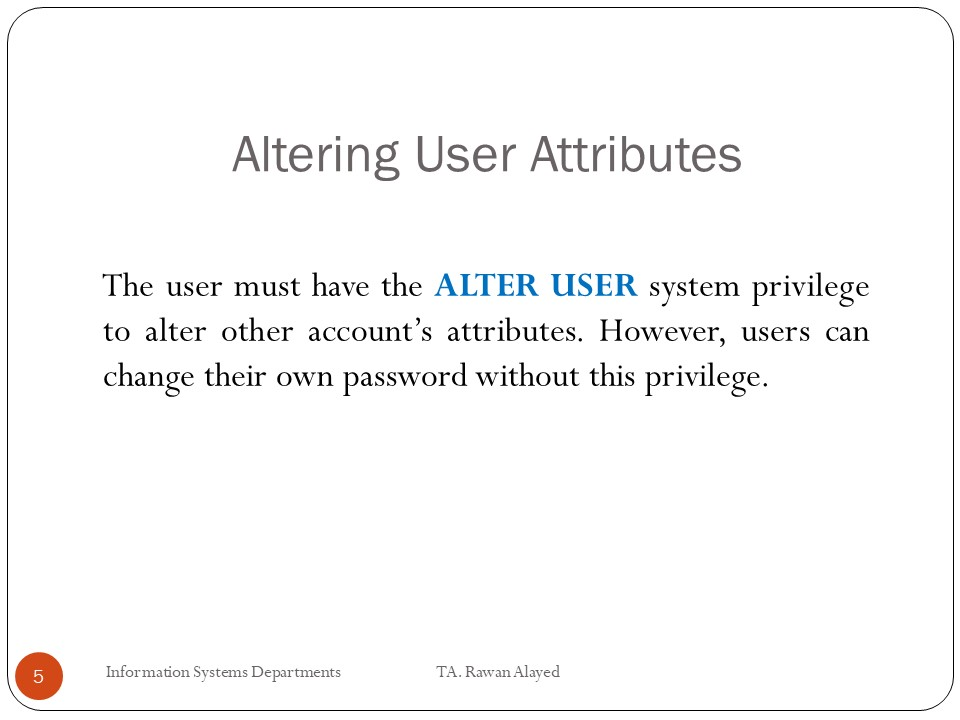 Create User Use The Create User Statement To Create