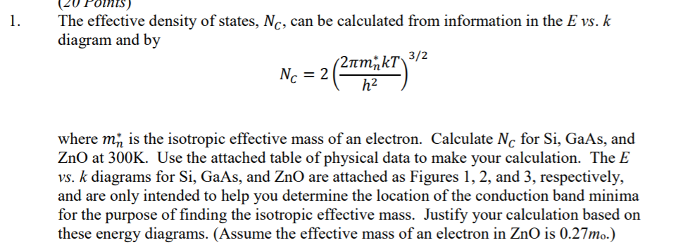 Solved The effective density of states, Nc, can be | Chegg.com