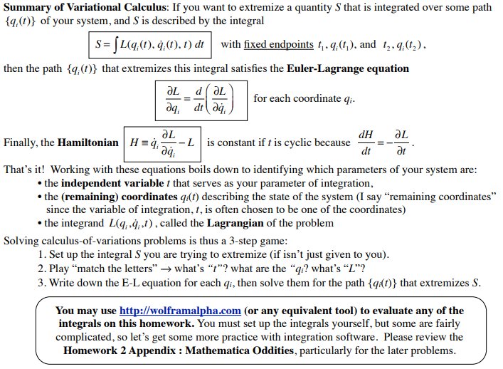 Summary of Variational Calculus: If you want to | Chegg.com