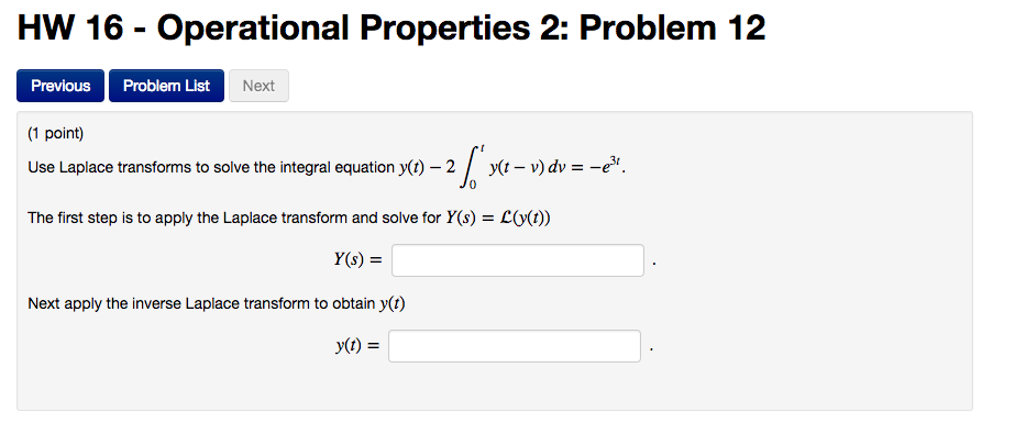 Solved HW 16- Operational Properties 2: Problem 12 Previous | Chegg.com