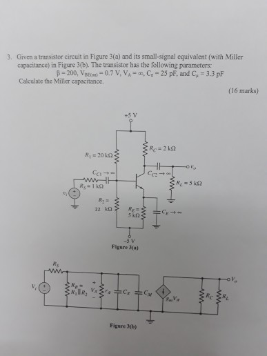 Solved 3. Given a transistor circuit in Figure 3(a) and its | Chegg.com