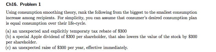Solved Using consumption smoothing theory, rank the | Chegg.com