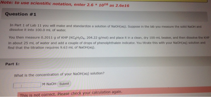 Solved In Part 1 of Lab 11 you will make and standardize a | Chegg.com