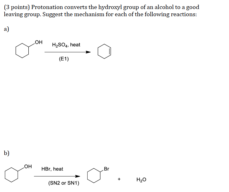 Solved (3 points Protonation converts the hydroxyl group of | Chegg.com