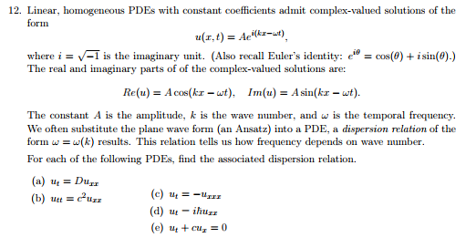 Solved 12. Linear, homogeneous PDEs with constant | Chegg.com