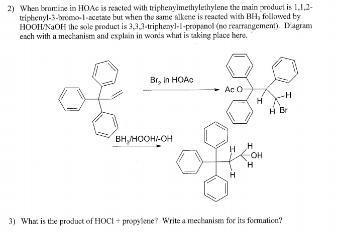 Solved 2) When bromine in HOAc is reacted with | Chegg.com