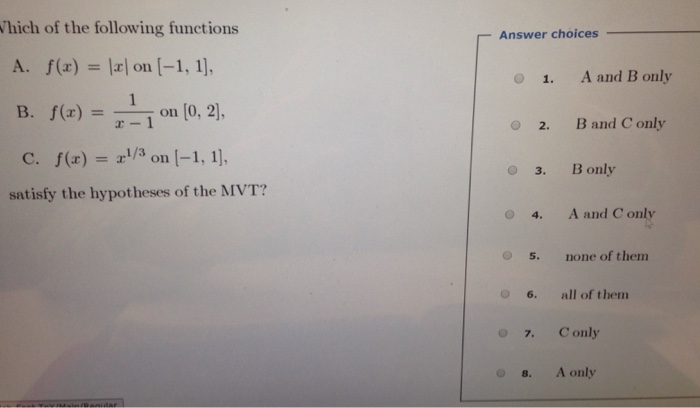 Solved Which of the following functions satisfy the | Chegg.com