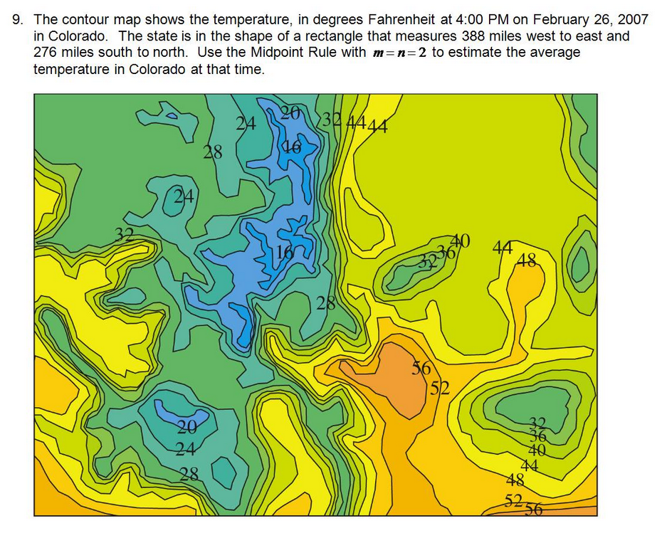 Solved The contour map shows the temperature in degrees | Chegg.com