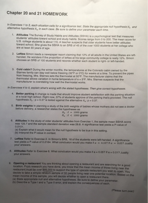 Solved Chapter 20 and 21 HOMEWORK In Exercises 1 to 3, each | Chegg.com