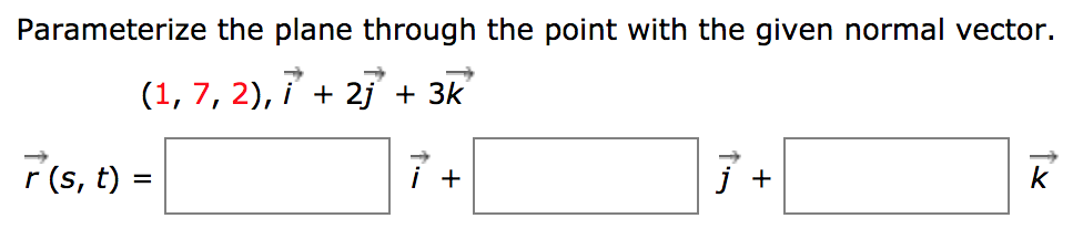 Solved Parameterize the plane through the point with the | Chegg.com