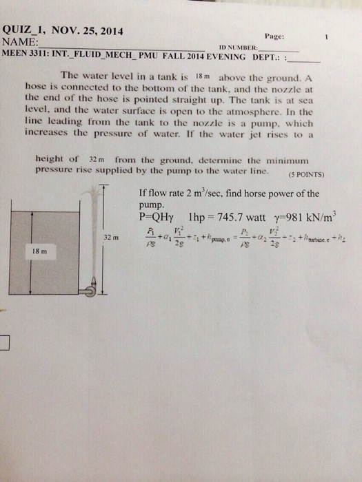 Solved The Water level in a tank is 18 m above the ground. A | Chegg.com
