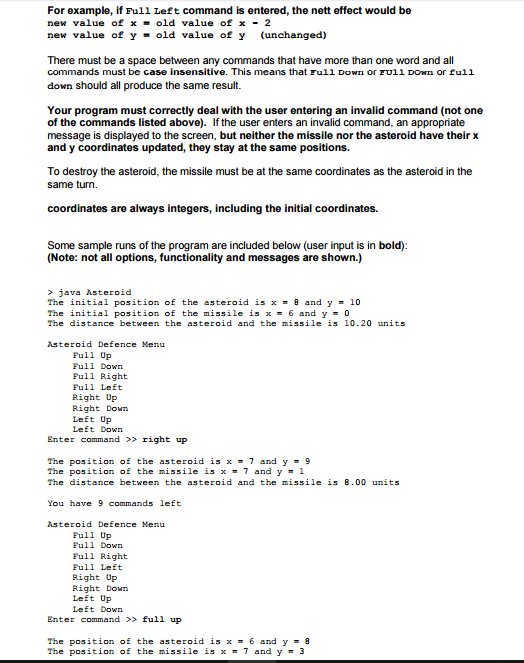 Solved Asteroid java Write a Java program called Asteroid. | Chegg.com