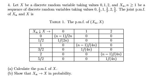 Solved 4 Let X Be A Discrete Random Variable Taking Values