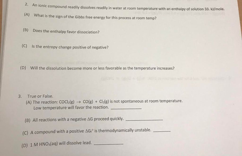Solved An ionic compound readily dissolves readily in water | Chegg.com