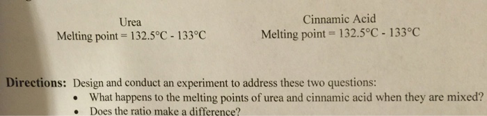Solved Urea Cinnamic Acid Melting point = 132.5 degree C - | Chegg.com