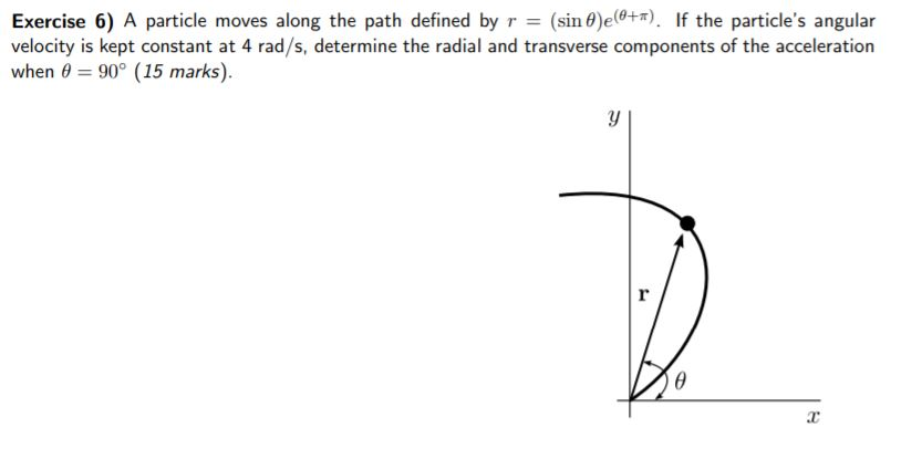Solved Exercise 6) A particle moves along the path defined | Chegg.com