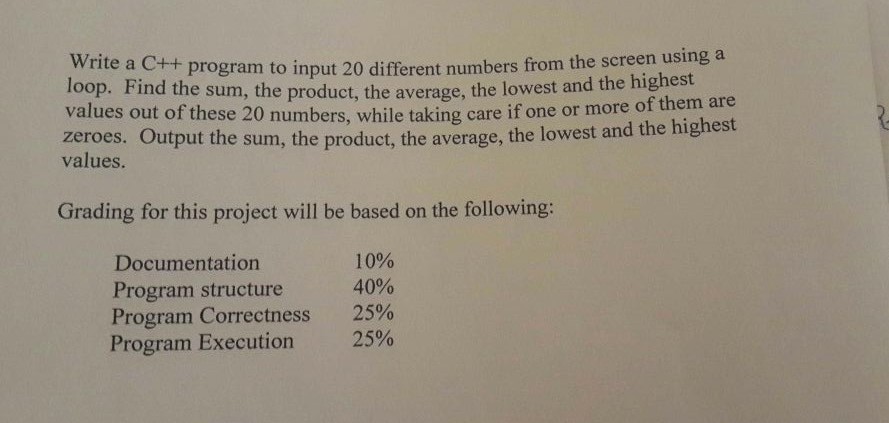 Solved Write A C Loop Find The Values Program To Input 20