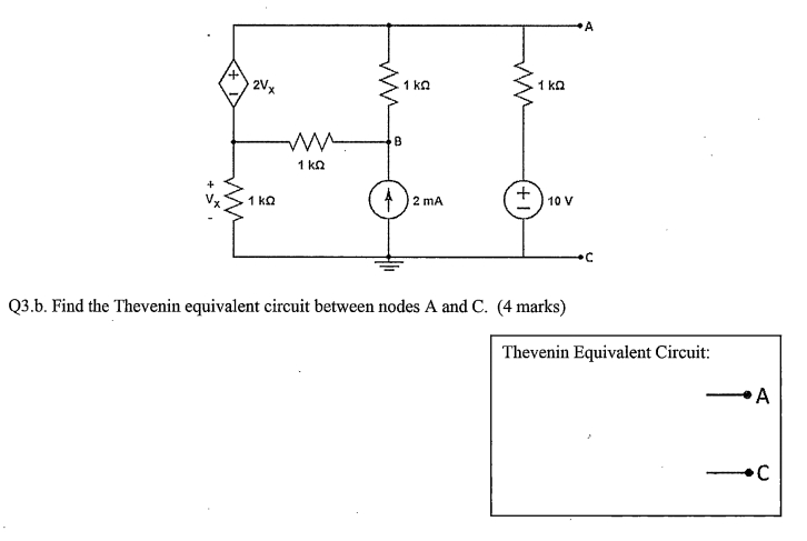 Solved Find the Thevenin equivalent circuit between nodes A | Chegg.com