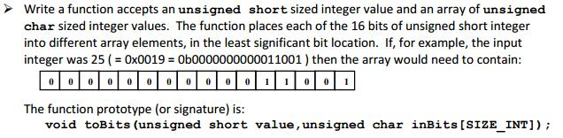 Solved Write A Function Accepts An Unsigned Short Sized 